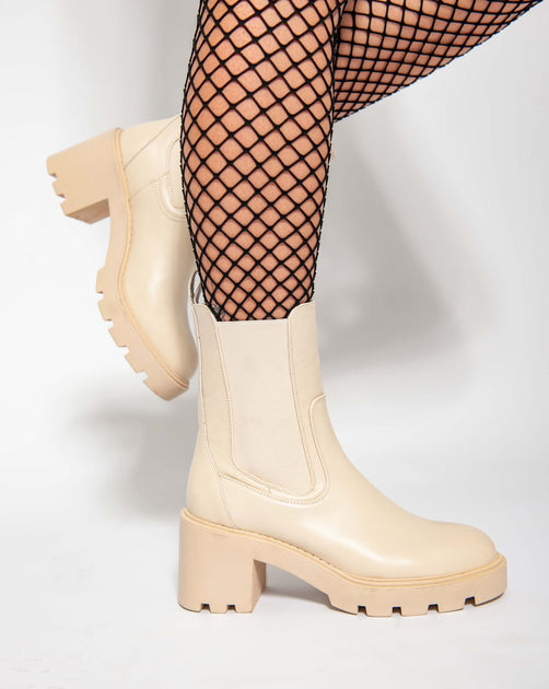 Flare Heel Classic Half Boot - Beige – BREE Official