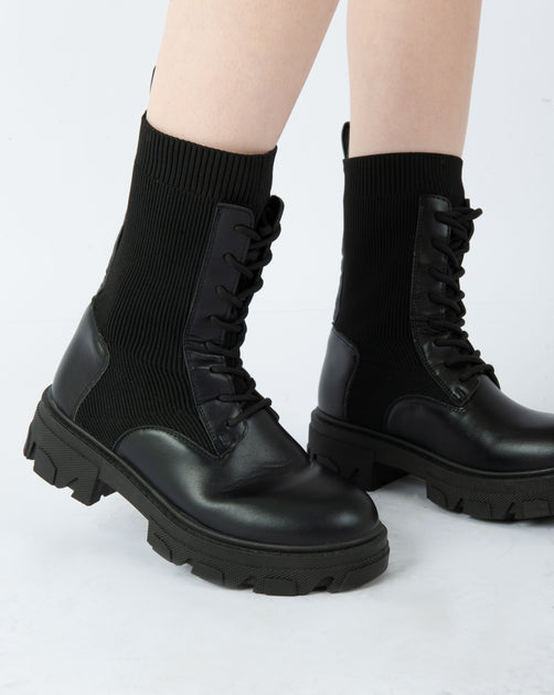 Ribbed Combat Boots - Black – BREE Official