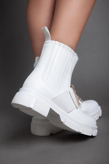 Rangers strass buckle boots - White – BREE Official